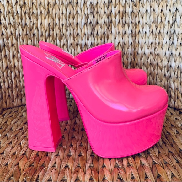 Dolls Kill | Shoes | New Yru Stardust Hot Pink Platform Clog Mules ...